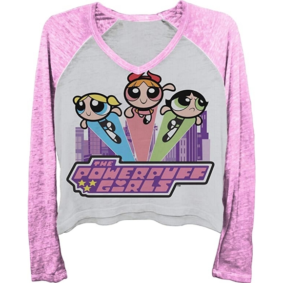 Powerpuff Girls | Tops | Nwot Powerpuff Girls Gray Raglan Long Sleeve ...